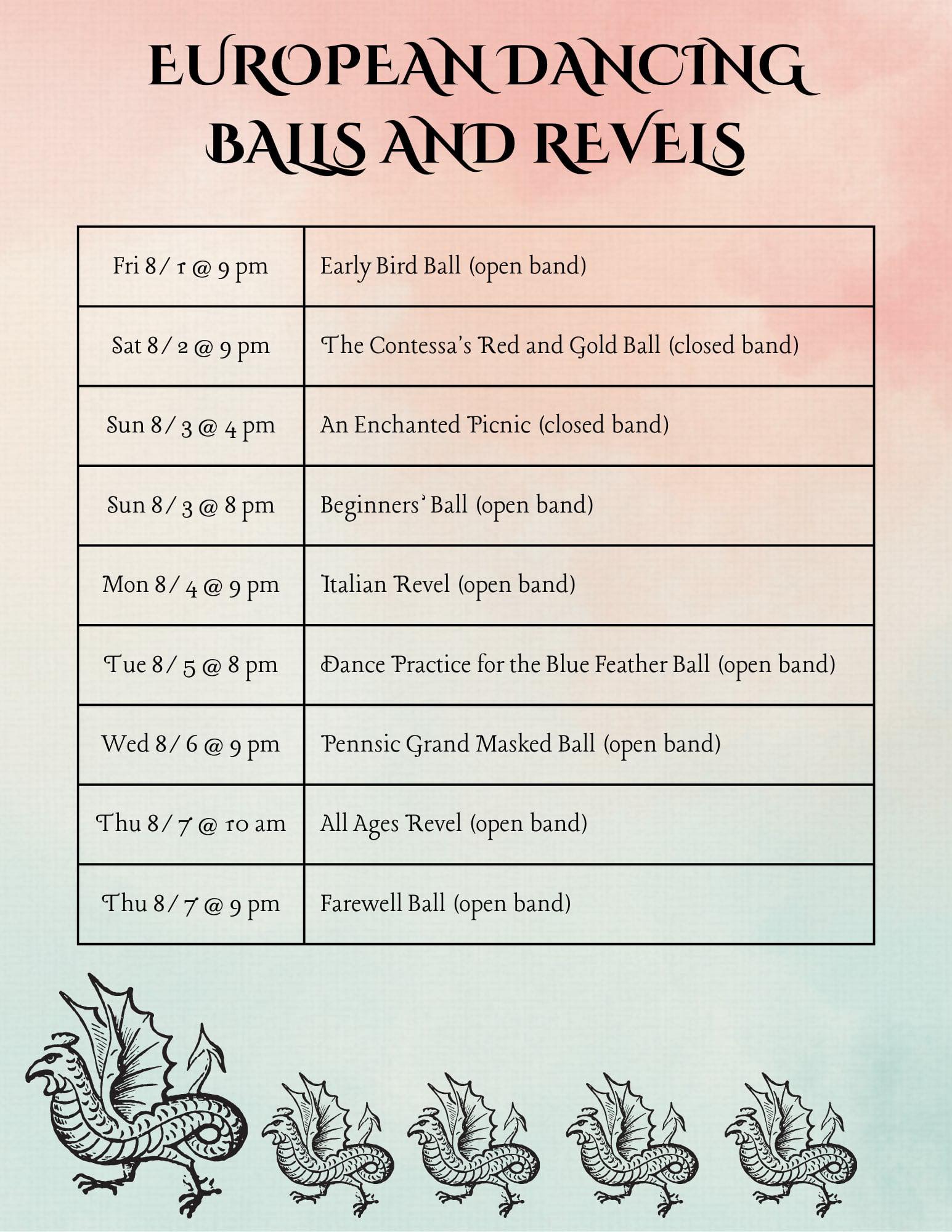 European Dancing Balls & Revels – Pennsic War